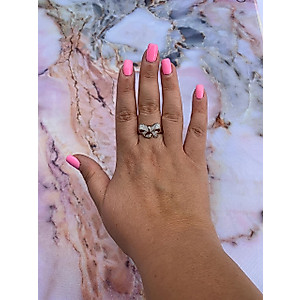 SILVERCLOSEOUT Rhodium Plated Sterling Silver Womens Cz Cubic Zirconia Bow Ring - Size 8