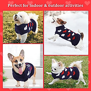 Kuoser Dog Sweater for Small Dogs, Small Dog Sweater for Girl Boy, Small Dog Knitted Sweater, Dog Christmas Sweater Pet Outfit, Cute Dog Sweater Dress Leash Hole for Pomeranian, Maltese (Blue S)
