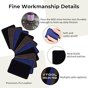 xTool Selected Laserable PU Rectangular Patch, 3" x 2" Self Adhesive Black to Silver Leather Patch, 10-Piece Leather Patches for Glowforge, Hat Patches, T Shirts and DIY Home Decor