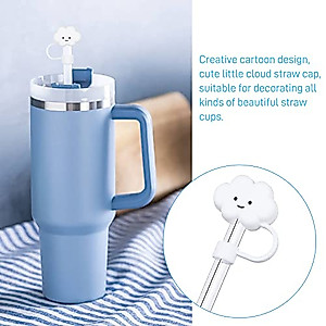4 Pack Compatible with Stanley 30&40 Oz Tumbler, 10mm Cloud Shape Straw Covers Cap, Cute Silicone Cloud Straw Covers, Straw Protectors, Soft Silicone Cloud Shape Straw Lid for 10mm Straws