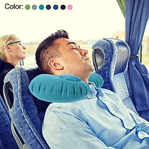 PATIKIL Travel Pillow, Inflatable Plane Sleeping Pillow Head Neck Support Pillows for Travel Airplane Office, Green