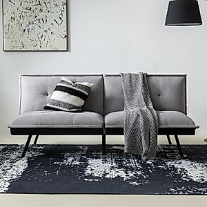 Futon Sofa Bed, Memory Foam Futon Convertible Couch Bed Sleeper, Futon Couch with Adjustable Backrest, Multi-Functional Convertible Sofa Bed, Space-Saving Sleeper Sofa for Living Room, Grey-3