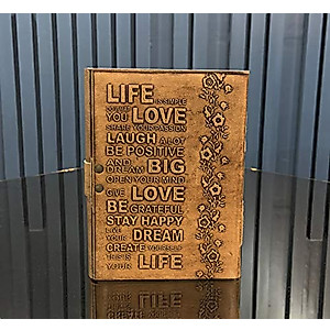 Leather Journal, Leather Journal for Men, Leather Journal for Women, Leather Sketchbook, Leather Notebook, Leather Blank Book (5 x 7 Love Emboss Journal)