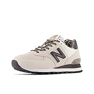 New Balance Women's 574 V2 Animal Print Sneaker, White/Black, 11