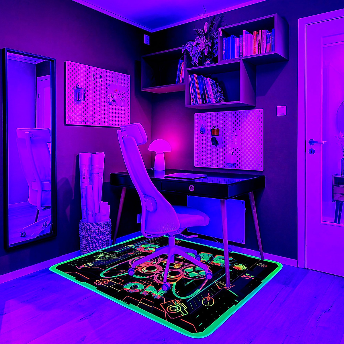 KMkicme Gaming Area Rug for Bedroom Gamer Rug for Boys Room Decor Video Game Printed Carpet Glow in The Blacklight Rug for Playroom Non-Slip Area Rug Kids Girls Gamer Room Casual Mat 23x35 Inch