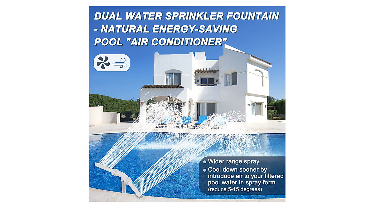 Swimming Pool Waterfall Fountain Spray with 2 Fountain Heads