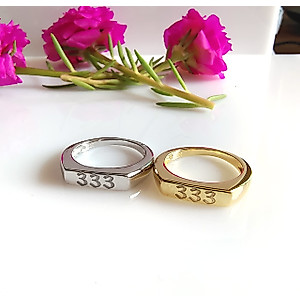 Angel Number Ring, Sterling Silver Personalized Angel Number 111, 222, 333, 444, 555, 666, 777, 888, 999, Custom Number Ring, Angel Number Jewelry (Gold)