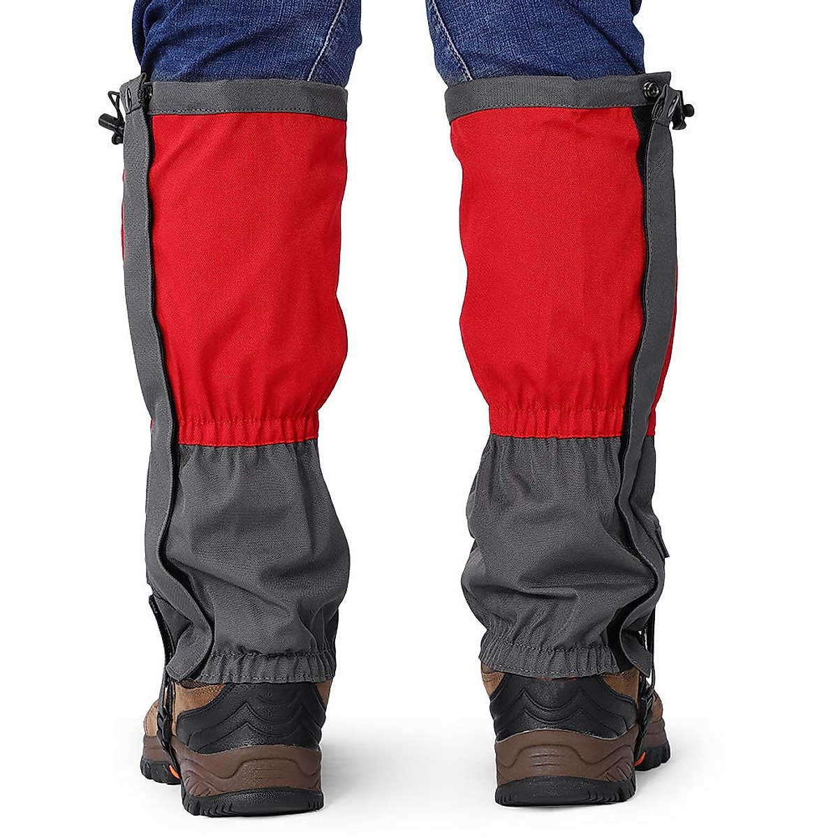 plplaaoo Leg Gaiters,1 Pair Outdoor Waterproof Sports Climbing Hiking Legging Gaiters Shoe, Snow Accessories, Gaiters Gators for Hiking, Boots Cover, Hunting Gear and Equipment for Adults(Red)