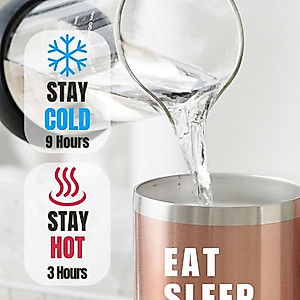 Onebttl Jiu jitsu Gifts for Women, Travel Mug for Jiu-Jitsu Lovers, Daughters, Instructors - Eat Sleep Jiu-Jitsu Repeat, Stainless Steel 20Oz Tumbler, Rose Gold