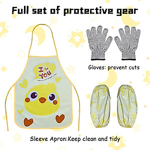 28 Pcs Plastic Toy Kitchen Tools Sets for Kids - Safe Knives Set with Cutting Board,Crinkle Serrated Edges/Wooden Cutter, Fruit Vegetable Mold/Peeler, Kids Knifes for Cooking with Protective Clothing