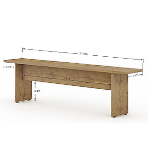 Manhattan Comfort Nomad 67" Dining Bench Seat for Indoor and Outdoor Use, Kitchen, Breakfast Nook, 2 Person Seating, Modern Rustic and Farmhouse Chic Design with Wood Grain Finish, Nature