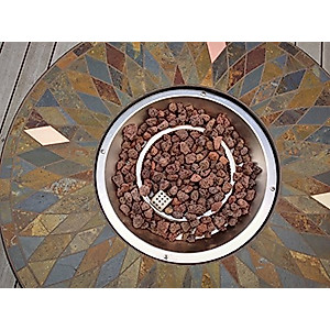 Pebble Lane Living Exclusive Natural Slate Top Outdoor Fire Pit with Metal Cover & 50,000 BTU Burner, Rust Resistant Powder Coating, Lava Rocks Included, Sleek Bronze Frame, 42" W x 27.5" H