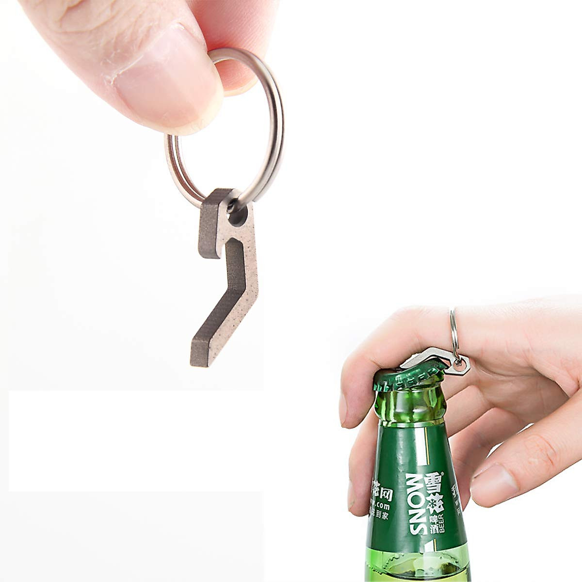 Titanium Keychain Mini Beer Bottle Opener with Stainless Steel Key Rings by Fanycs