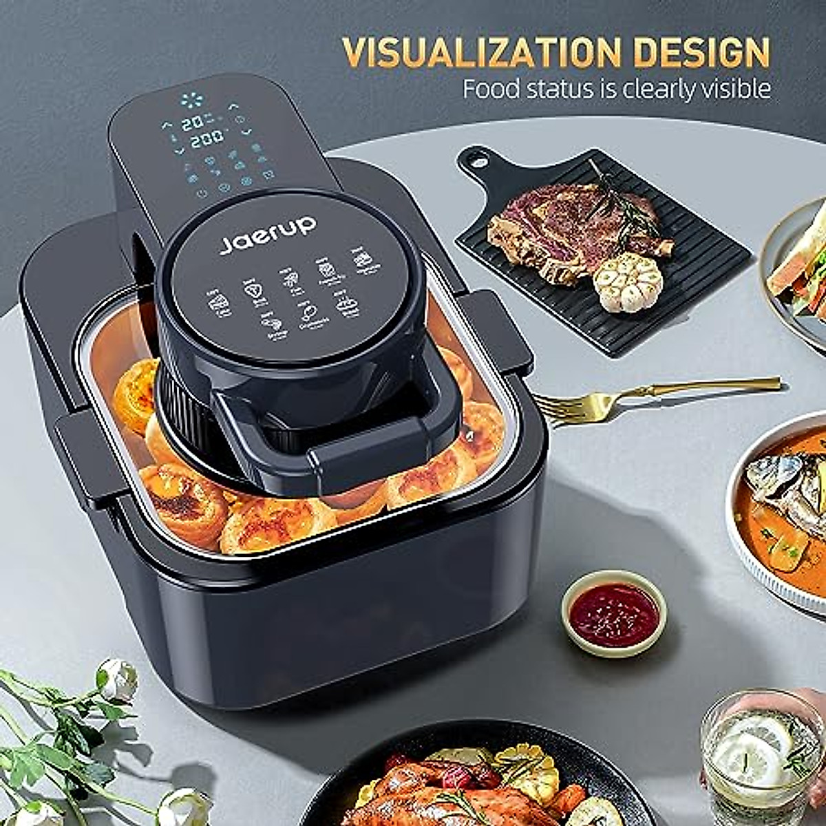 Air Fryer, 1750W 8Qt Visualized Airfryer with Non-stick and Dishwasher-Safe Basket, Healthy Cooking 85% Oil Less, 6-in-1 Low-noise Airfryer that Roast, Bake, Broil, Dehydrate, Reheat