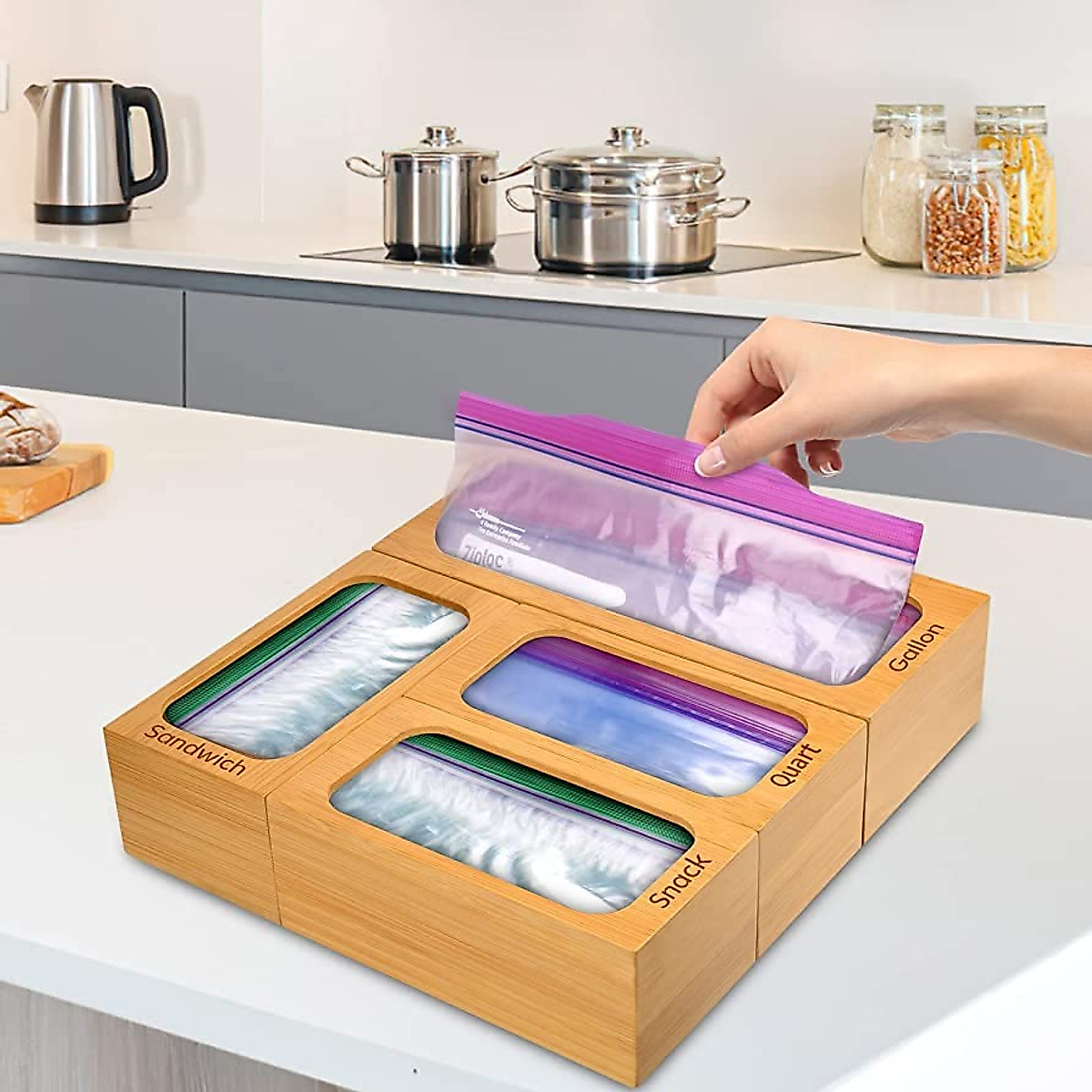 CHICHI BAZAAR Bag Storage Organizer, Ziplock Bag Storage Organizer for Kitchen Drawer, food bag storage organizer, ziplock bag holder, Compatible with Gallon, Quart, Sandwich & Snack