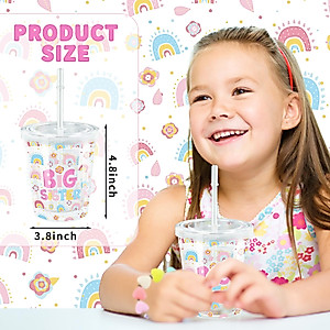 3 Pcs Big Sister Gift 12 oz Pink Sister Cup Insulated Acrylic Tumbler Big Sister Mini Canvas Tote Bag Big Sister Bracelet for Little Girl