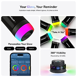 Hidrate Spark PRO Lite Smart Water Bottle – Tritan Plastic – Tracks Water Intake with Bluetooth, LED Glow Reminder When You Need to Drink – Straw Lid, 24 oz, Wildberry