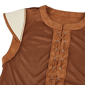 Pirate Vest Renaissance Costume Men Vest Medieval Pirate Costume Viking Tunic Vest Light Brown S