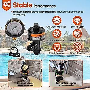 DearChan 98209800 High Flow Manual Relief Valve/Air Relief Manual Valve Assembly with Pressure Gauge, Replacement for Pool and Spa Filter