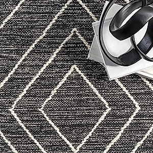 nuLOOM Cheryl Cotton Flatweave Diamond Trellis Tassel Area Rug, 6' x 9', Grey