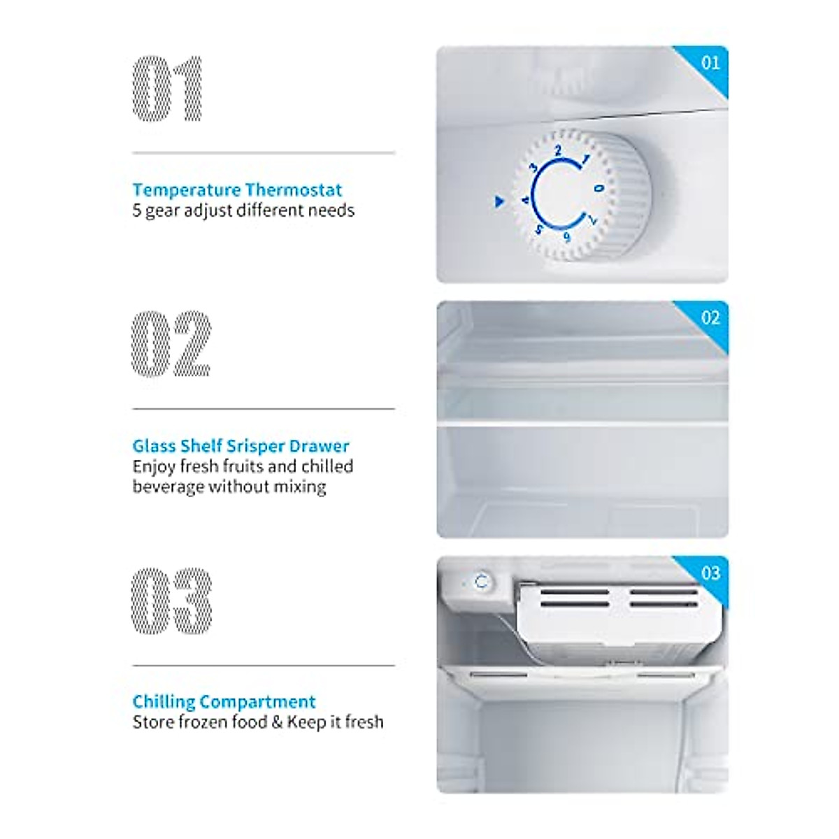 Anpuce 4.5 Cu.Ft Compact Refrigerator Mini Fridge with Freezer Single Door Small Refrigerator with Adjustable Thermostat Control