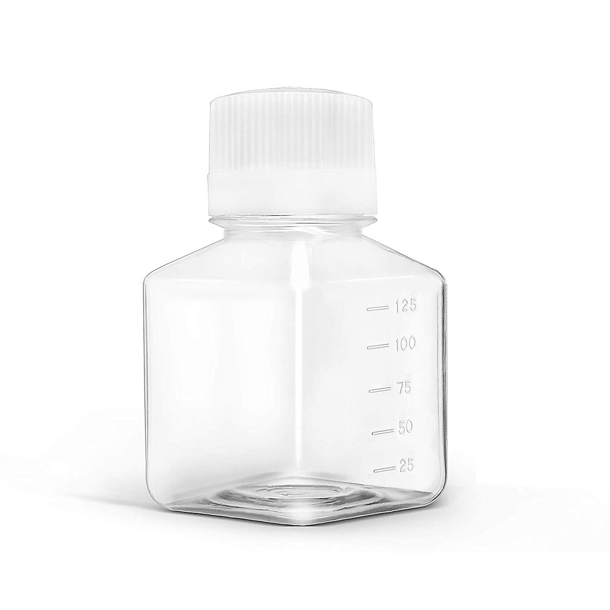 Black Magic 3D G6 Scientific 125 ml Plastic Reagent Bottle 6-Pack Laboratory Chemical Storage - Clear Graduated Square Polycarbonate Plastic Leakproof Bottles