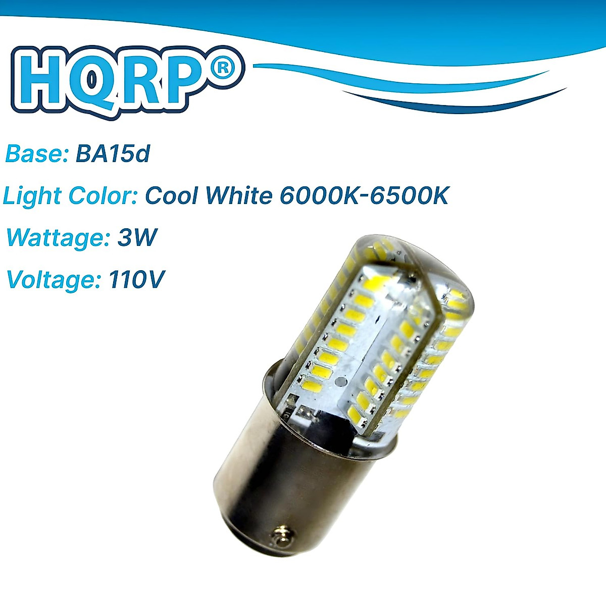 HQRP 110V LED Light Bulb Cool White Compatible with Singer 201, 221, 221K, 222, 247, 301, 301A, 301K, 328K, 337, 347, 401, 401A, 403, 404 Sewing Machine