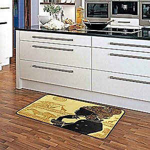 ALAZA Beautiful African Woman Zebra Print Animal Non Slip Kitchen Floor Mat Kitchen Rug for Entryway Hallway Bathroom Living Room Bedroom 39 x 20 inches(1.7' x 3.3')