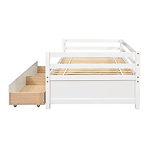 ODC Twin Size Daybed with Two Storage Drawers, Multifunctional Wood Sofa Bed Modern Daybed with Slat Support for Bedroom Living Room