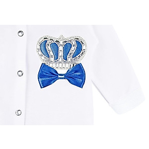 Lilax Baby Boy Newborn Crown Jewels Layette 3 Piece Gift Set 0-3 Months Royal Blue