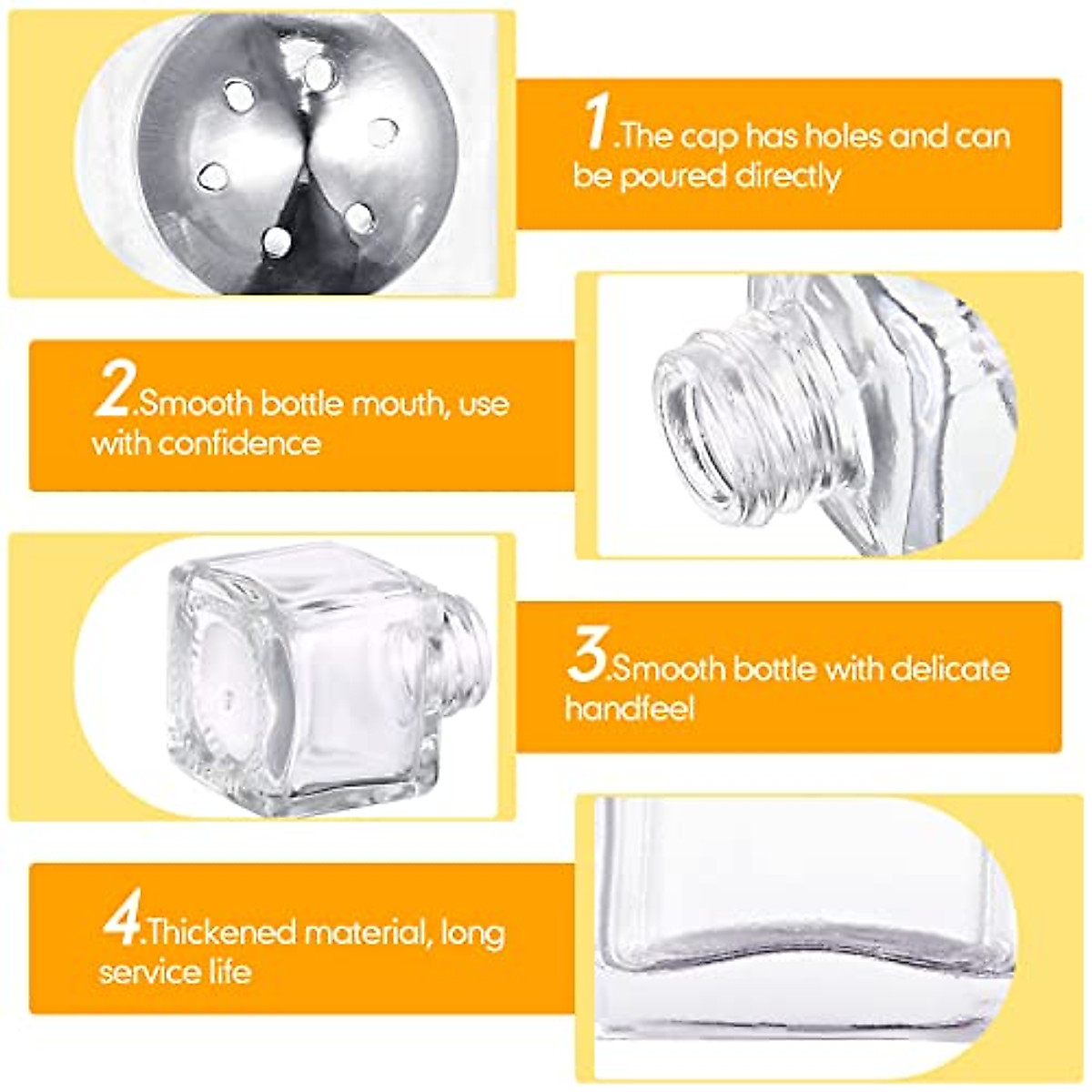 50 Set Mini Salt and Pepper Shakers Small Salt and Pepper Shakers Bulk Clear Glass Individual Tiny Spice Shaker Transparent Seasoning Holders for Home Restaurant Kitchen Table Wedding Party Supplies