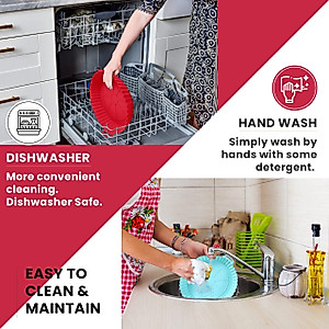 RR Brand Silicone Air Fryer Liners, 6.3” 2 Pieces Non-stick Paper for Frying Cooking,Oil-Proof for Steamer and Microwave Air Fryer Basket Pot,Air Fryer Silicon Liners Fits to 3-7 QT(Blue & Red)