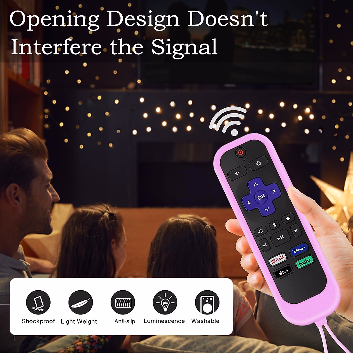 3Pack Silicone Protective Controller Sleeve for Roku | onn Roku TV Remote Cover | TCL Roku Remote Case Universal for Roku Express 4K+ 2021 | Hisense Roku (Glow Purple&Glow Green&Rose Red)