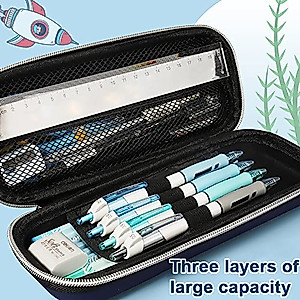 Pencil Case for Kids Boys, 3D Space Dinosaur Large Capacity Pencil Box with Compartments, Multifunction Zipper Storage Pencil Bag for Girls Students Teen School Supply
