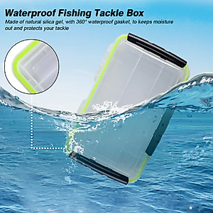 Goture 3600 Tackle Tray, Waterproof Tackle Box, Waterproof Floating Airtight Stowaway, 3600 Tray with Adjustable Dividers, Sun Protection, Fishing Storage Lure Box for Freshwater Saltwater, 1Pcs