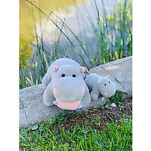 Mother and Baby Hippo Plush Toy Set | Super Soft Hippo Stuffed Animals | Cute Plushies for Kids' Bedroom | 17-In Safari Stuffed Animals for Girls & Boys | Hippo Stuffed Animal Toys by Exceptional Home