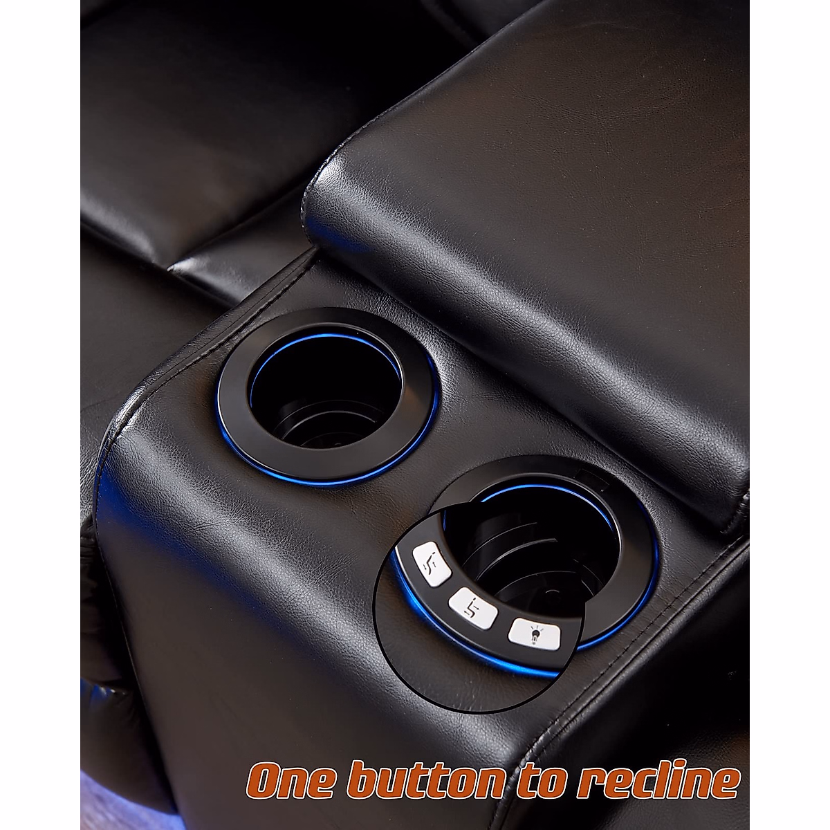 Power Reclining Sectional Sofa Set Faux Leather Recliner Couch with LED Lights/USB Port/Console Storage/Cup Holders Home Theater Sectional Sofa