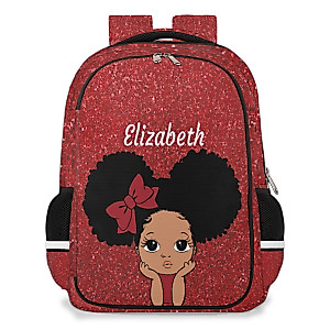 RIRIX Personalized Kids Backpack Custom Backpack Schoolbag Children Bookbag for Boys & Girls Red Glitter Princess