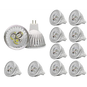 MR16 LED Bulbs MR16 3W LED Cool White Light Bulbs GU5.3 MR16 LED Bulbs 12V 3 Watt LED Spotlight Bulbs for Landscape Recessed Track Lighting,20W Halogen Equivalent,Pack of 10