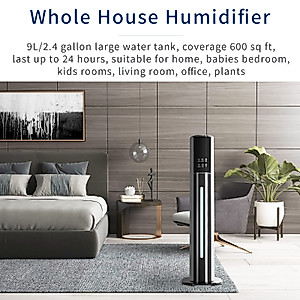 Ultrasonic Cool Mist Humidifier for Large Room Bedroom, Top Fill Humidifier(9L/2.38Gals) for Baby Adults, Smart & Remote Control, Last 40 Hours