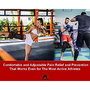 ATHLEDICT Knee Brace Compression Sleeve with Strap for Best Support & Pain Relief for Meniscus Tear, Arthritis, Running, Basketball, MCL, Jogging and Recovery for Men & Women (Black, Large)