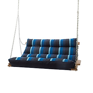 Hatteras Hammocks Gateway Indigo Deluxe Sunbrella Cushion Swing, Handcrafted in The Carolinas, Features Cumaru Wood, Accommodates Two People with an 450 Pound Weight Capacity