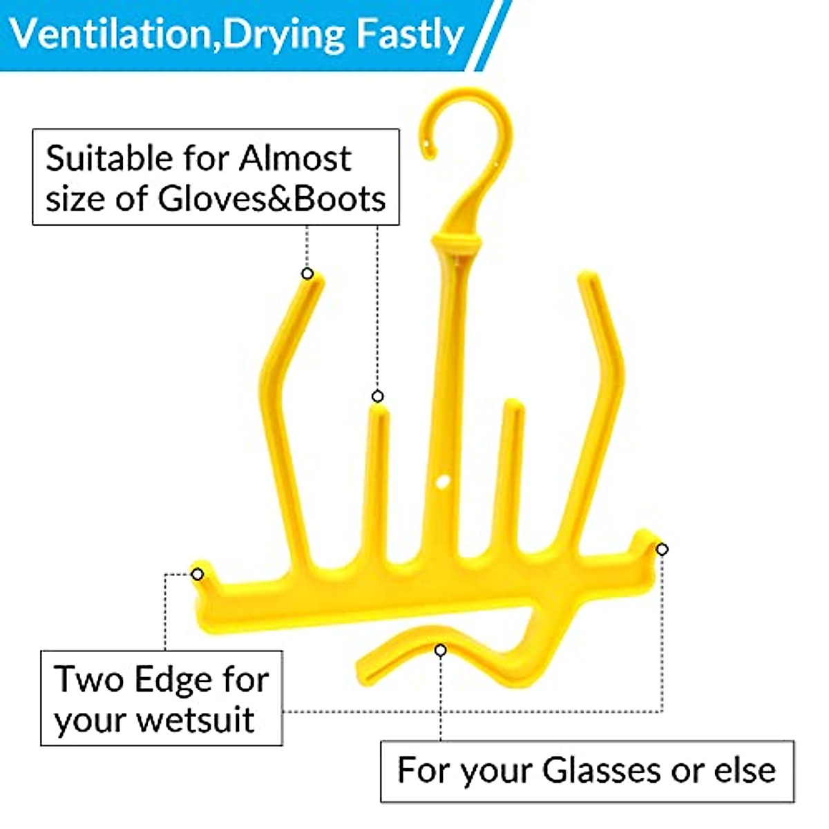 Generic Heavy Duty Diving Hanger Wetsuit Bootie Scuba Boots Gloves Dry Rack Deluxe Snorkeling Dry Drain Hangers for Camping Boating, Yellow