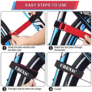 Ubenic 4 Pcs Adjustable Bike Rack Strap 29.5" Bike Wheel Strap with Buckle Gel, Bike Storage Strap for Bicycle Wheel, Bike Wheel Stabilizer Replacement, Bicycle Straps for Rack