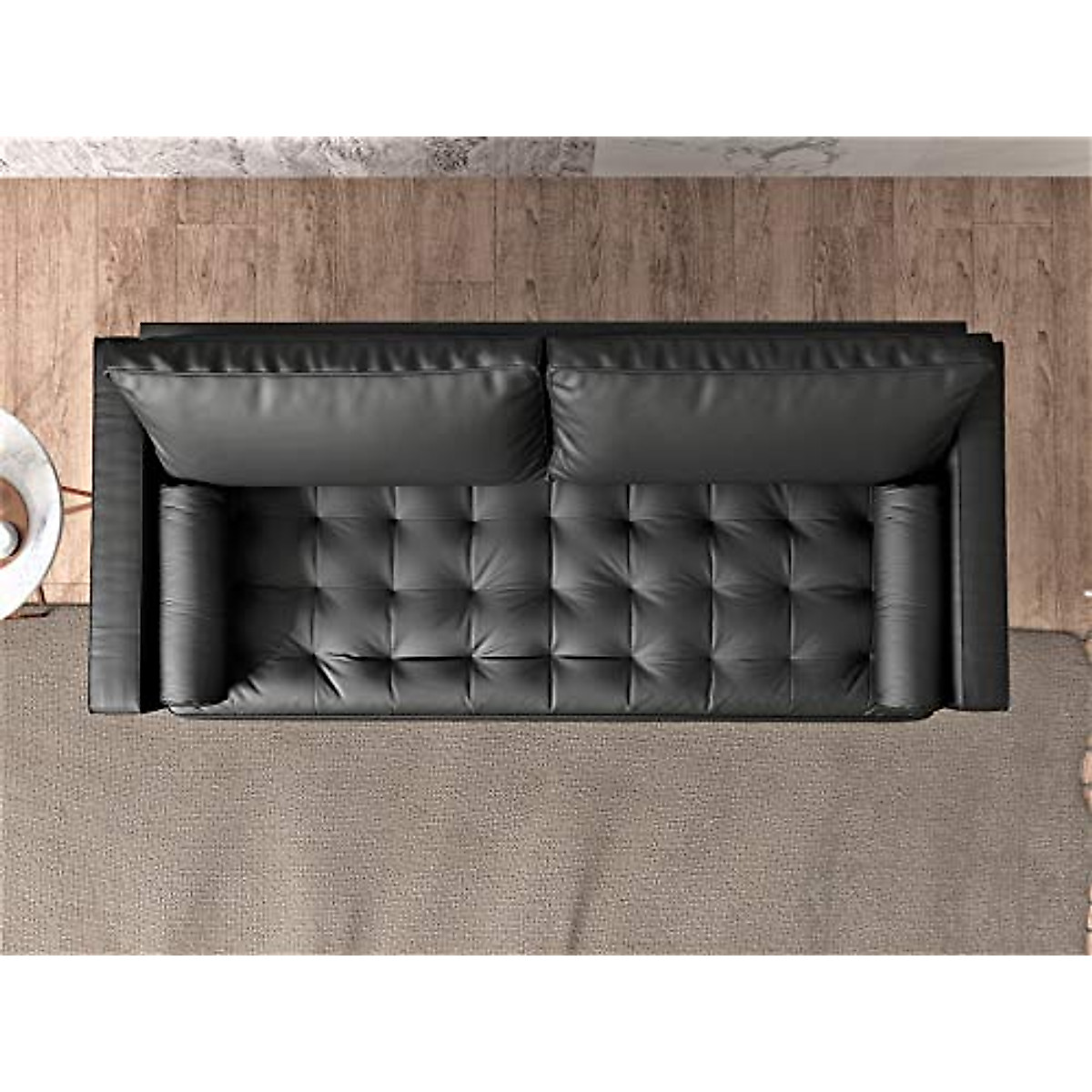 US Pride Furniture NS5452-L Caladeron Mid-Century Modern Loveseat in Faux Leather, PVC Black