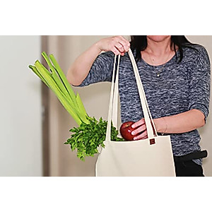 NATI LINE Reusable Canvas tote bag, 100% Cotton, Bag for Shopping and beach 13,4''x15,4'' (natural) Medium