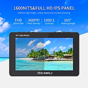 FEELWORLD 5.5 Inch 1600Nit Camera Field Monitor Ultra Bright 4K HDMI Video Monitor Touch Screen DSLR Monitor F970 External Install F5PROX