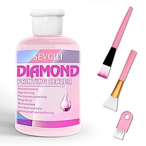 sevgili Diamond Painting Sealer Kits 120ML with Brushes, Diamond Art Sealer Puzzle Glue Diamond Painting Accessories and Tools for Adults (4OZ)