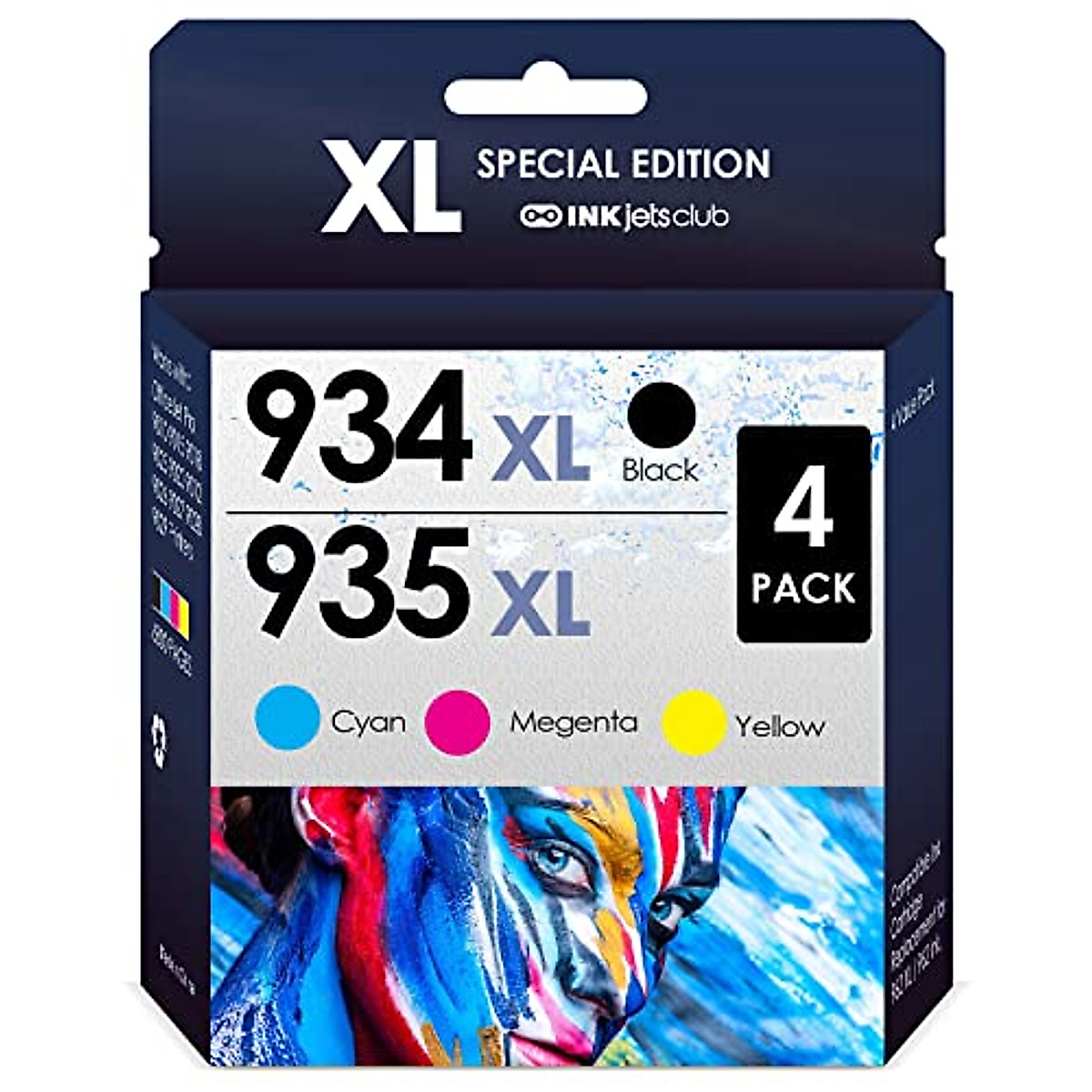 INKjetsclub Ink Cartridge Compatible with HP 934XL 935XL. Works with Officejet 6815 6230 6830 6812 6835 6820 Printers. 4 Pack (Black, Cyan, Magenta, Yellow)