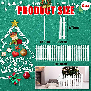 16" Fence for Christmas Tree,Extra Large 12pcs White Picket Fence for Chirstmas Tree,Plastic Christmas Tree Fence for Pets,Christmas Tree Fence for Kids,Craft Christmas Tree Patterns(16" Hx5 W Each)
